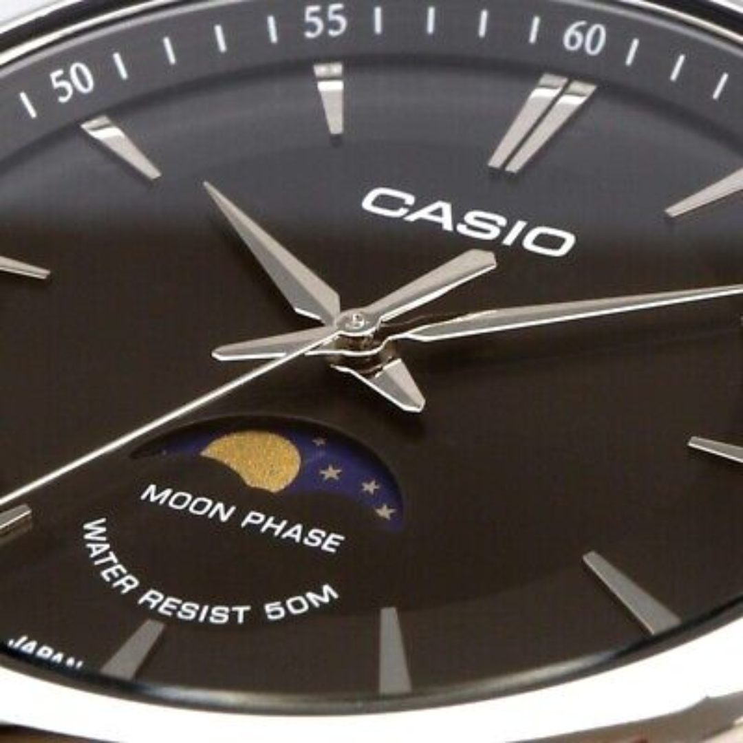 Reloj Casio Análogo Mtp M100d 1a Moonphase Dando La Hora Dando La Hora