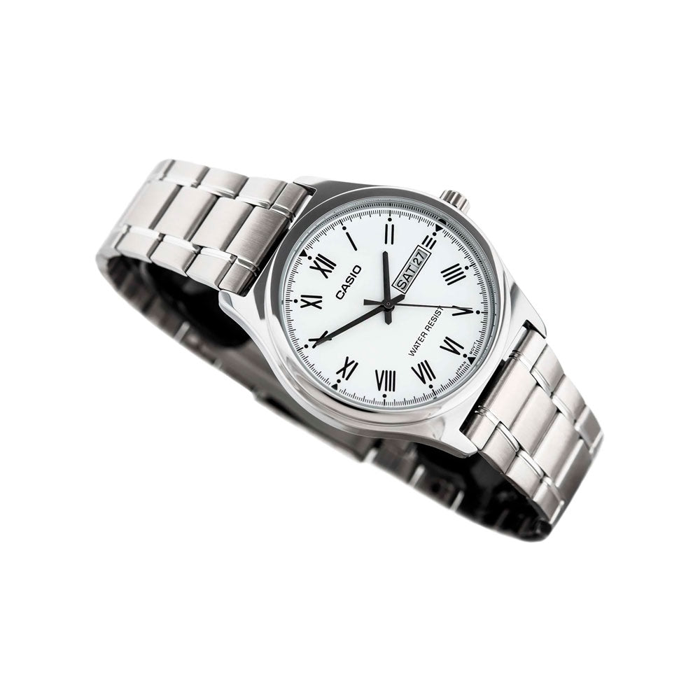 Reloj Casio Análogo MTP-V006D-7B Plateado Blanco – Dando La Hora