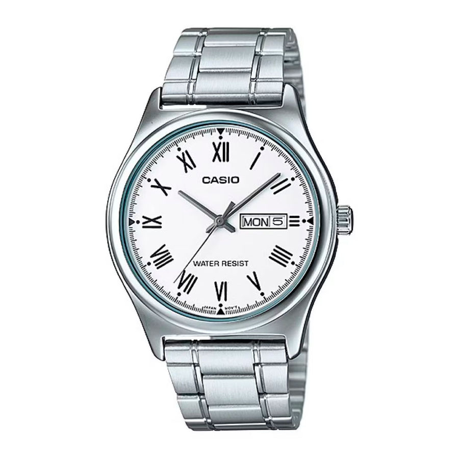 Reloj Casio Análogo MTP-V006D-7B Plateado Blanco – Dando La Hora