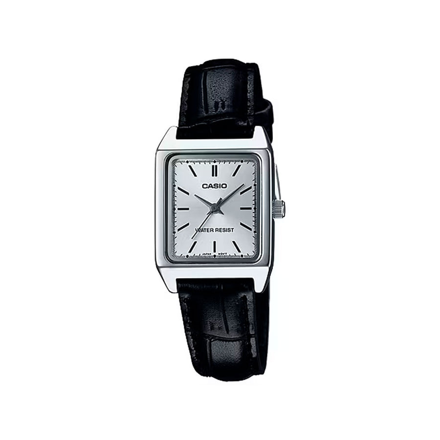 Reloj Casio Tank Análogo LTP-V007L-7E1 Cuero Dial Plateado – Dando La Hora