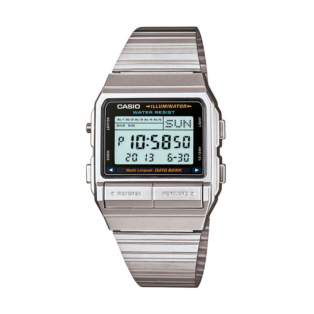 Reloj Casio Databank Vintage DB-380-1DF Plateado - Dando la Hora ...