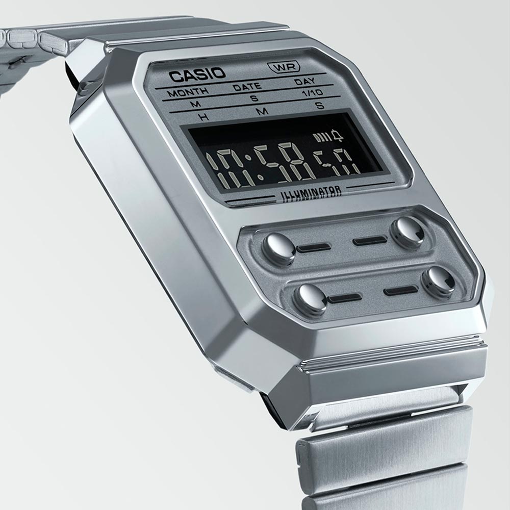 Reloj Casio Vintage A100WE-7BDF Alien F-100 Plateado - Dando la Hora ...
